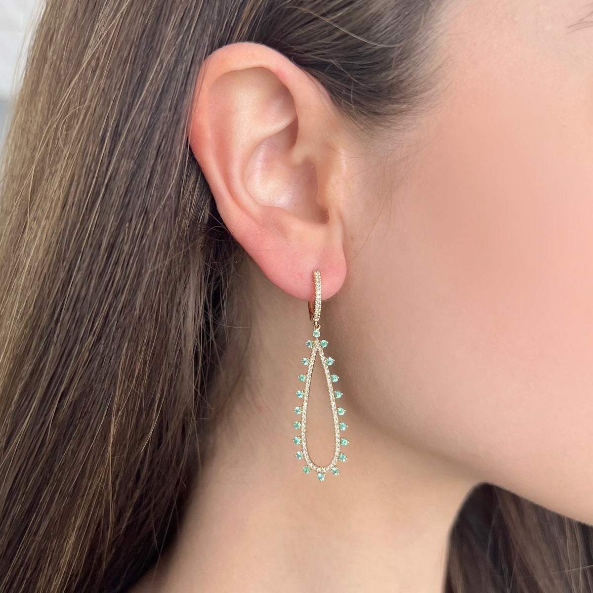 14K GOLD DIAMOND EMERALD MAGGIE EARRINGS – Jen K Online