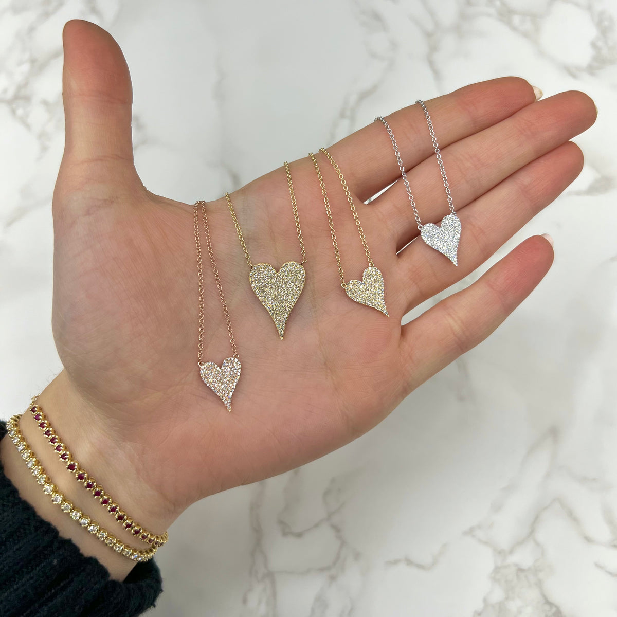 14K GOLD DIAMOND MEDIUM JANINE HEART NECKLACE – Jen K Online