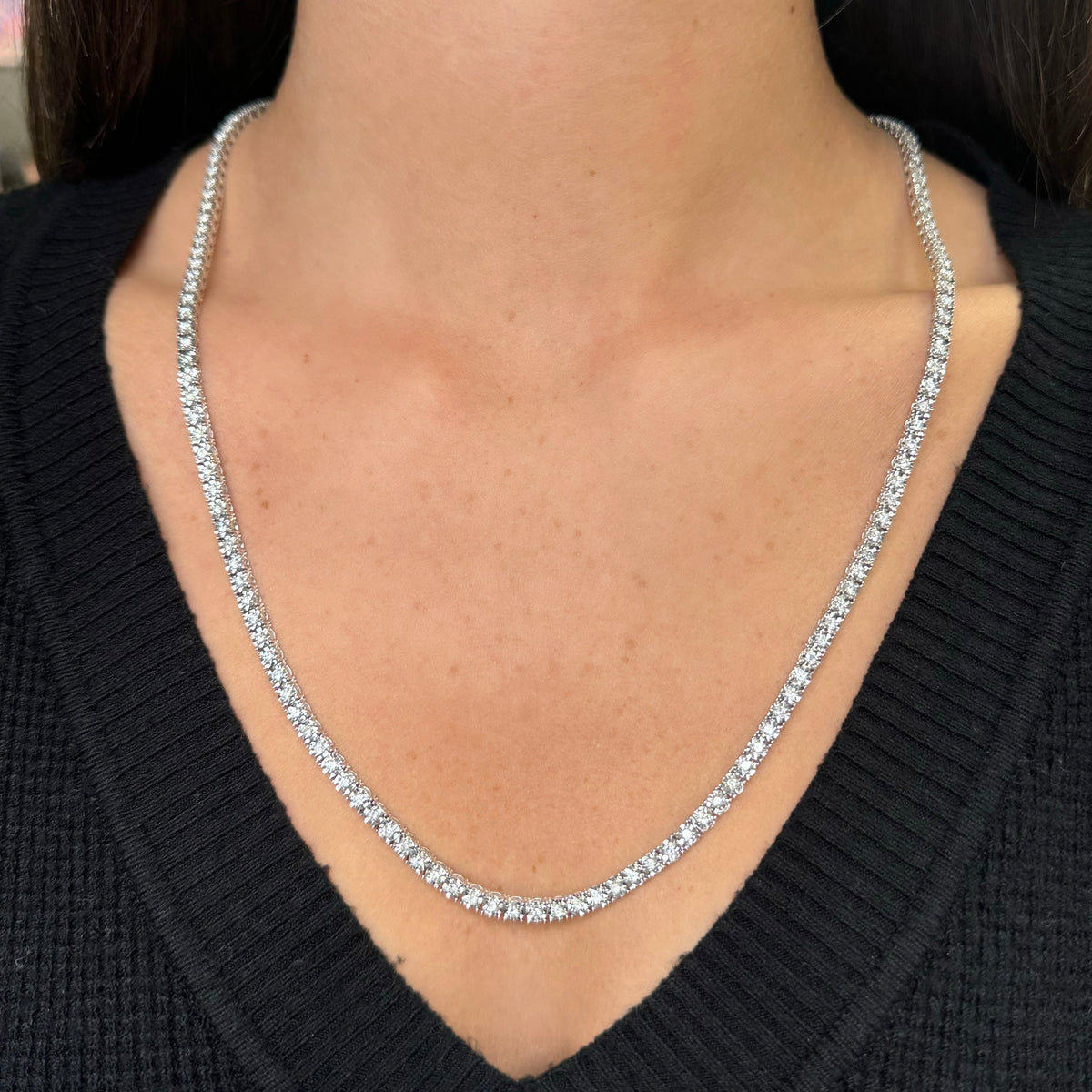 14K GOLD DIAMOND 5.76 CT ALLISON TENNIS NECKLACE – Jen K Online