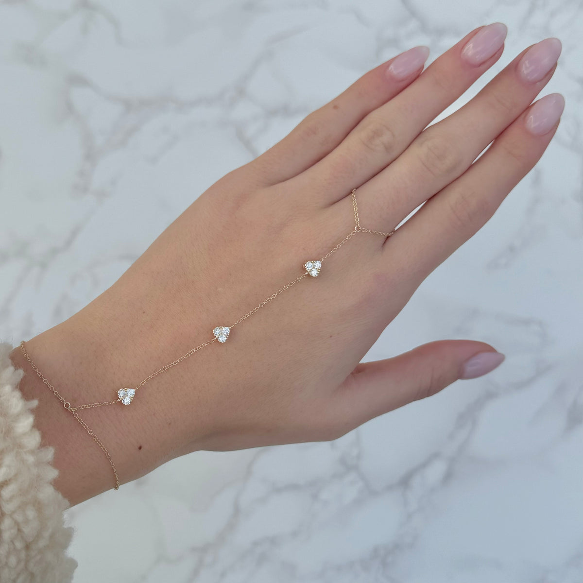 14K GOLD DIAMOND HEART HAND CHAIN – Jen K Online