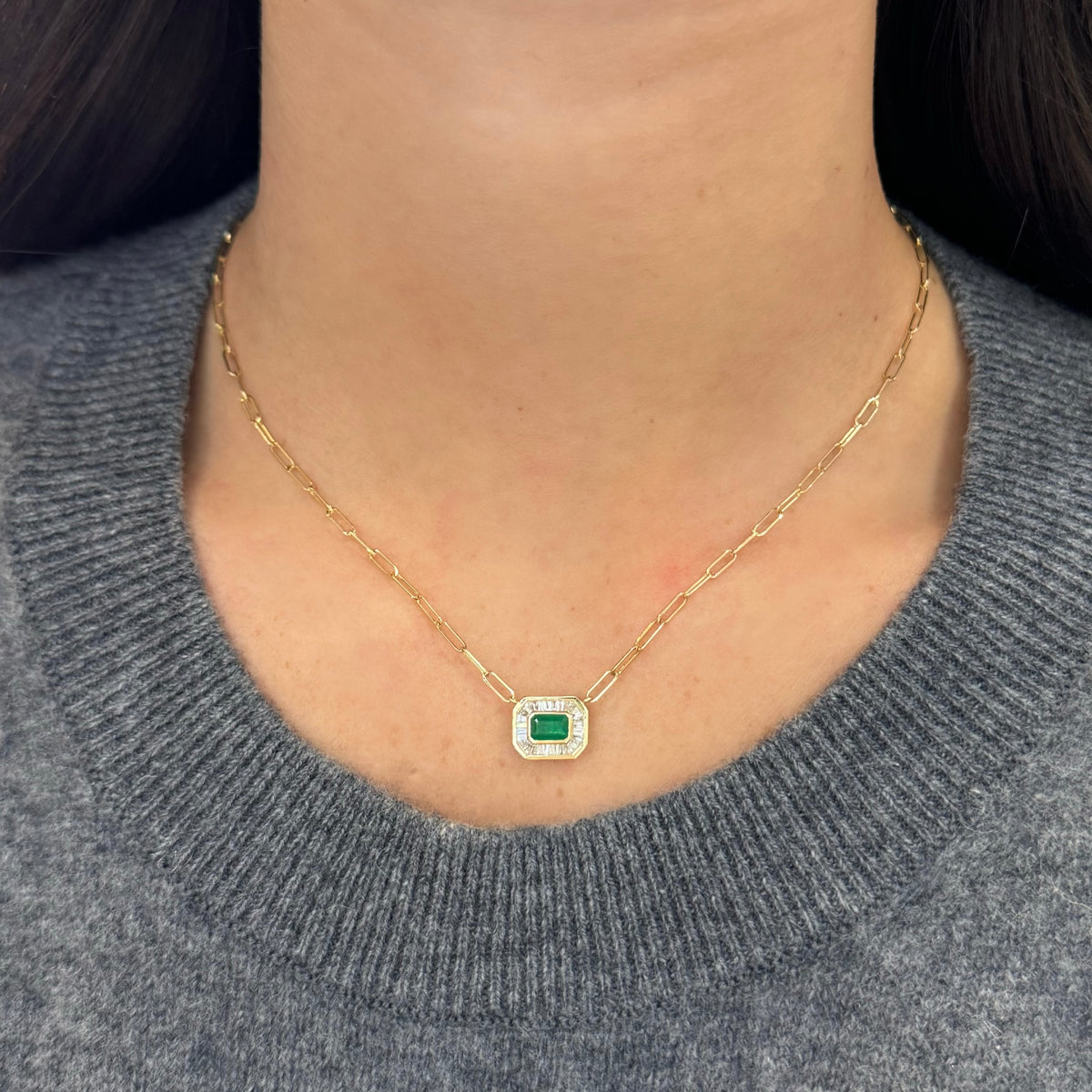 14K GOLD DIAMOND EMERALD RAYA NECKLACE – Jen K Online