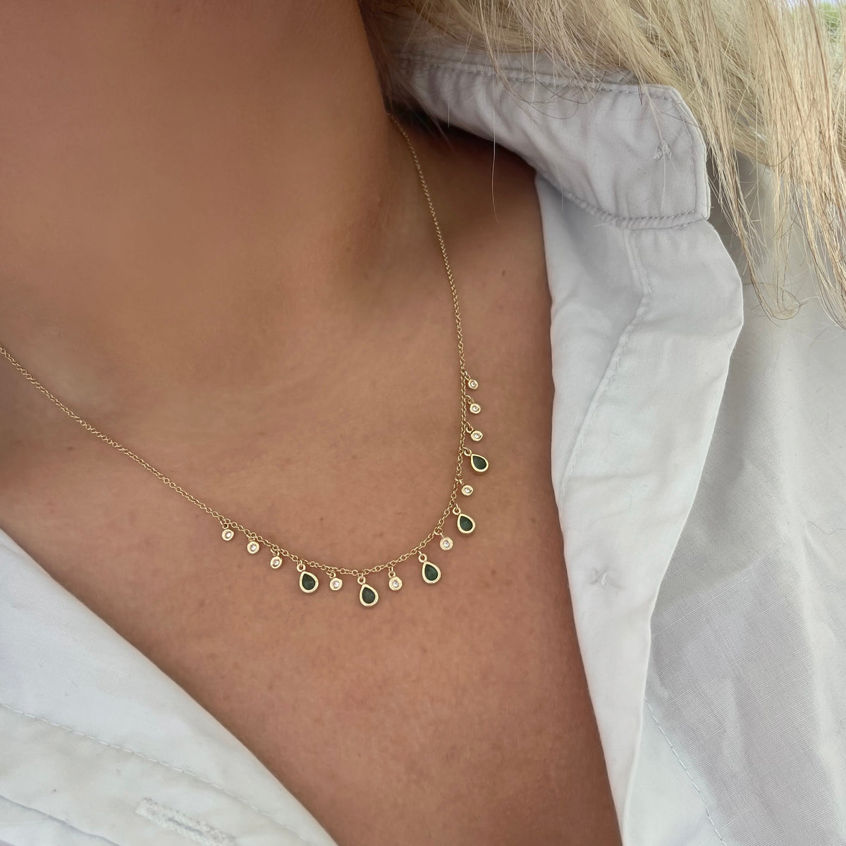 14K GOLD DIAMOND EMERALD SPENCER NECKLACE – Jen K Online
