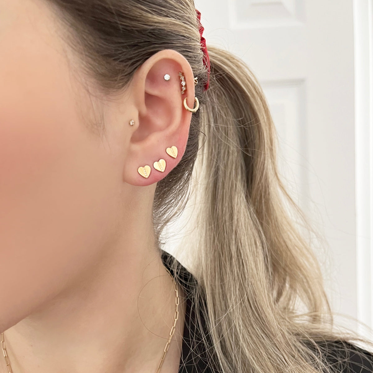 14K GOLD DIAMOND BRI HEART STUDS – Jen K Online