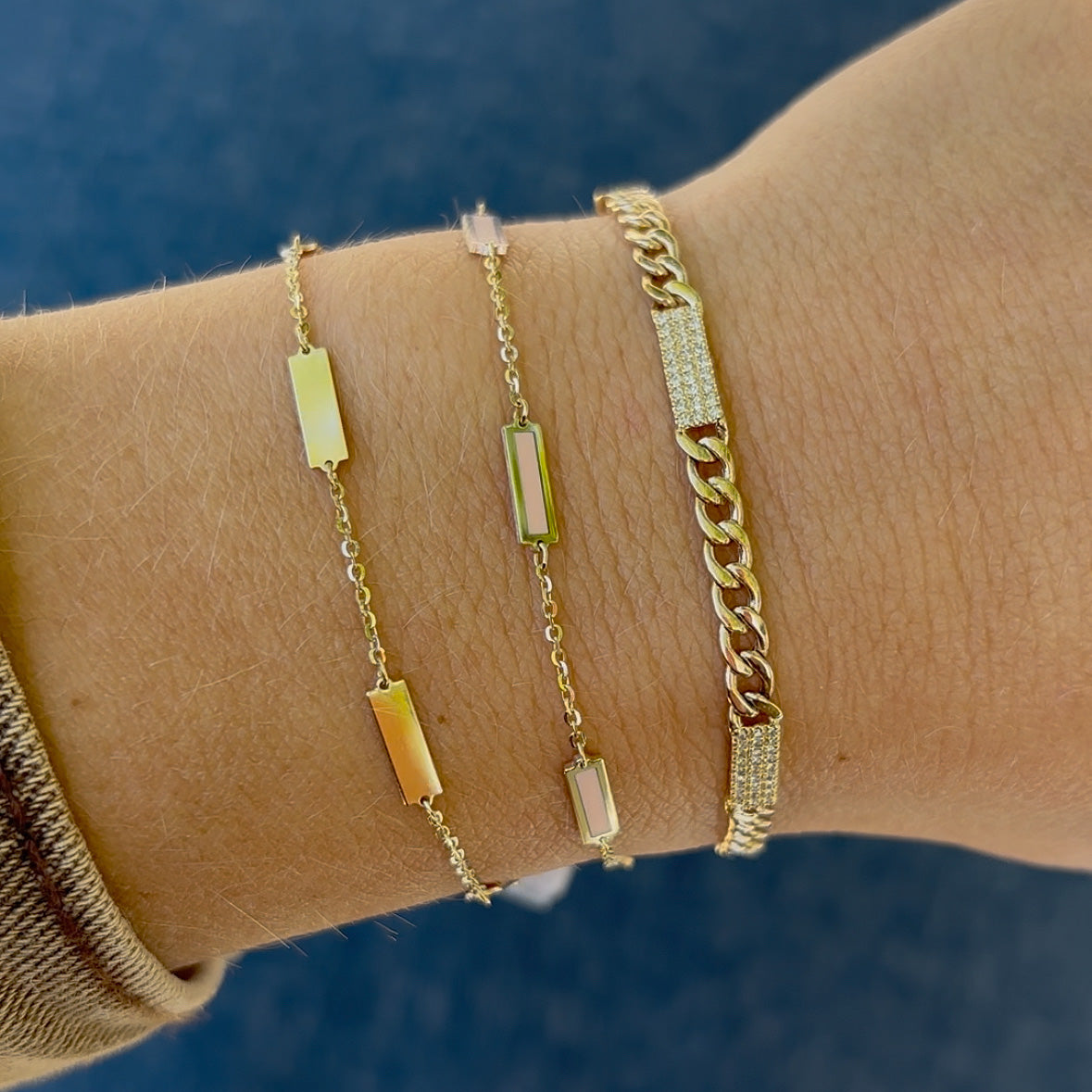 14K GOLD PINK MOTHER OF PEARL ANNA BRACELET – Jen K Online