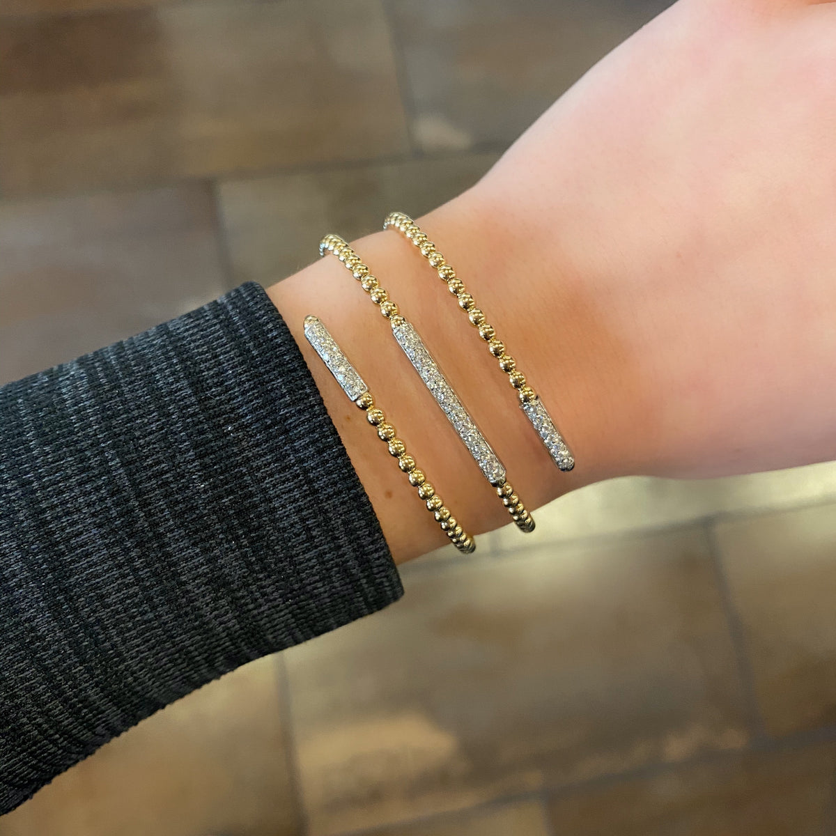 14K GOLD DIAMOND ZARA 3 ROW FLEX BANGLE – Jen K Online