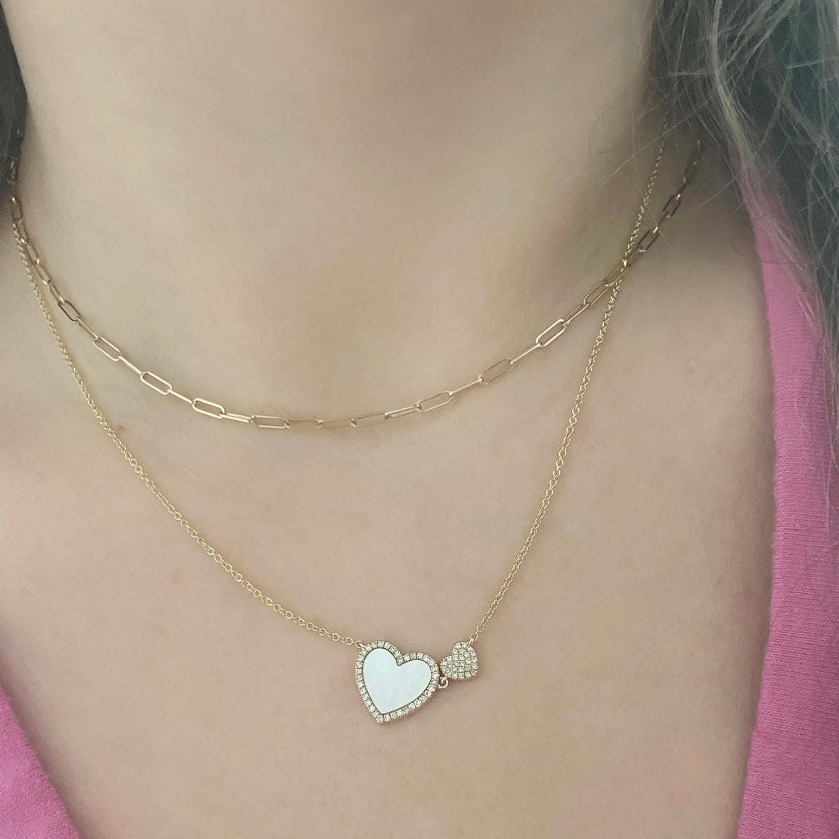 14K GOLD DIAMOND MOTHER OF PEARL YARDENA HEART NECKLACE – Jen K Online