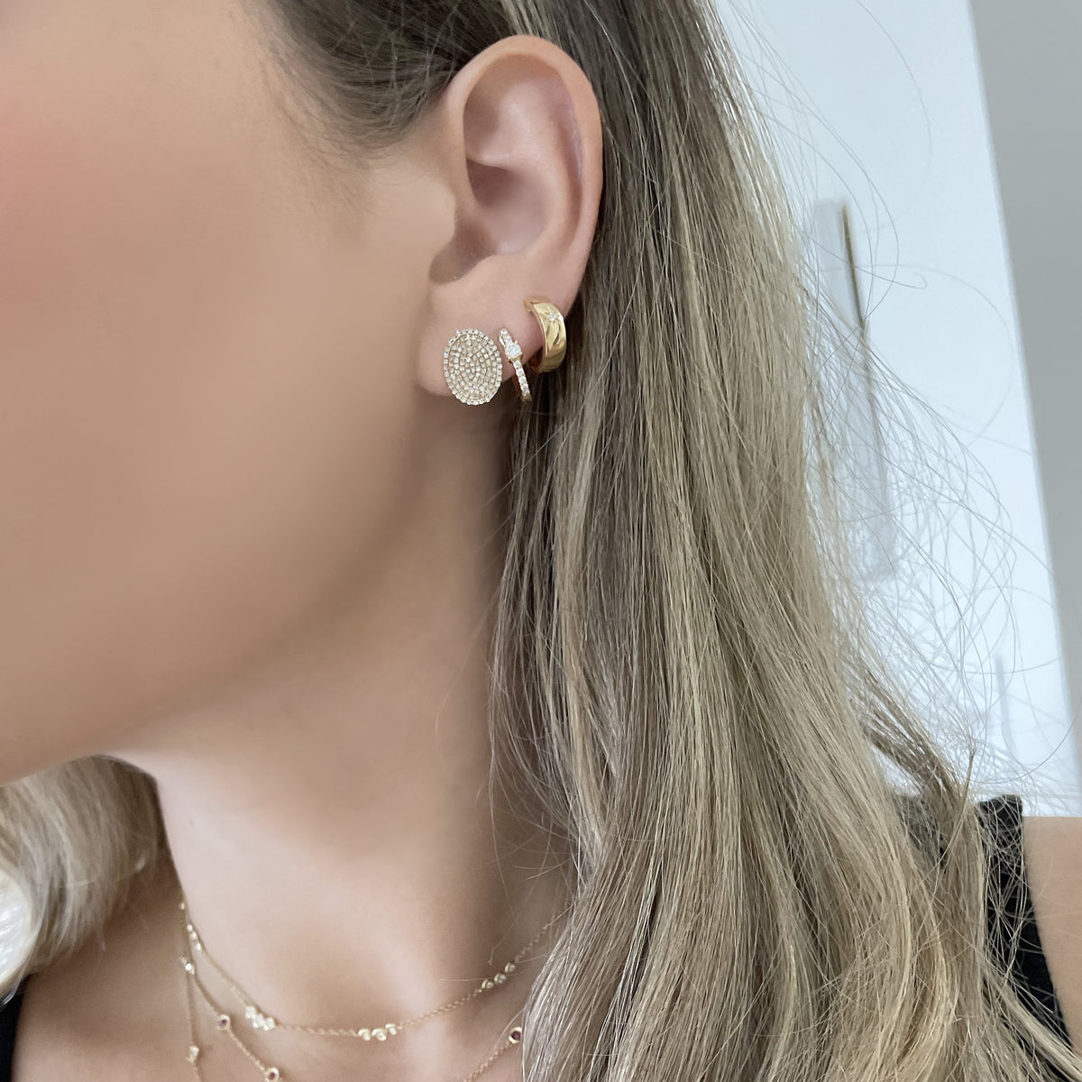 14K GOLD DIAMOND JILLIAN OVAL STUDS – Jen K Online