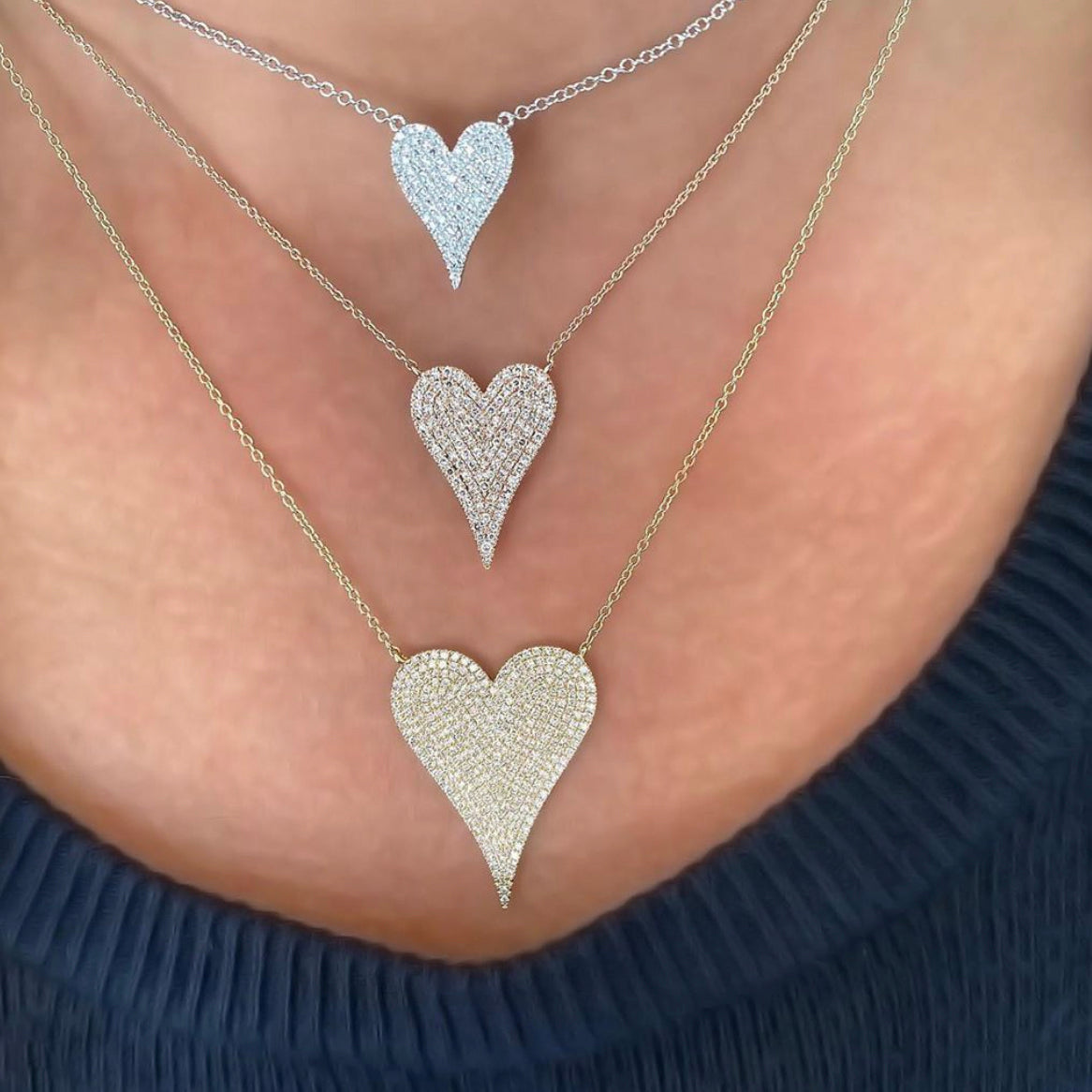 14K GOLD DIAMOND MEDIUM JANINE HEART NECKLACE – Jen K Online