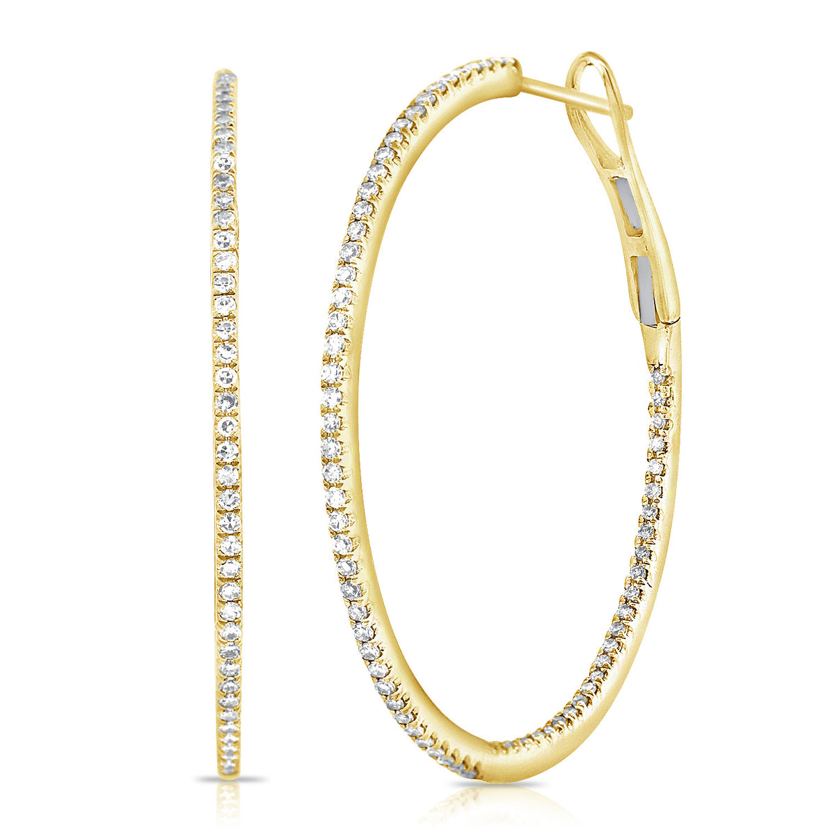 14K GOLD DIAMOND 1.25" HANNAH HOOPS – Jen K Online