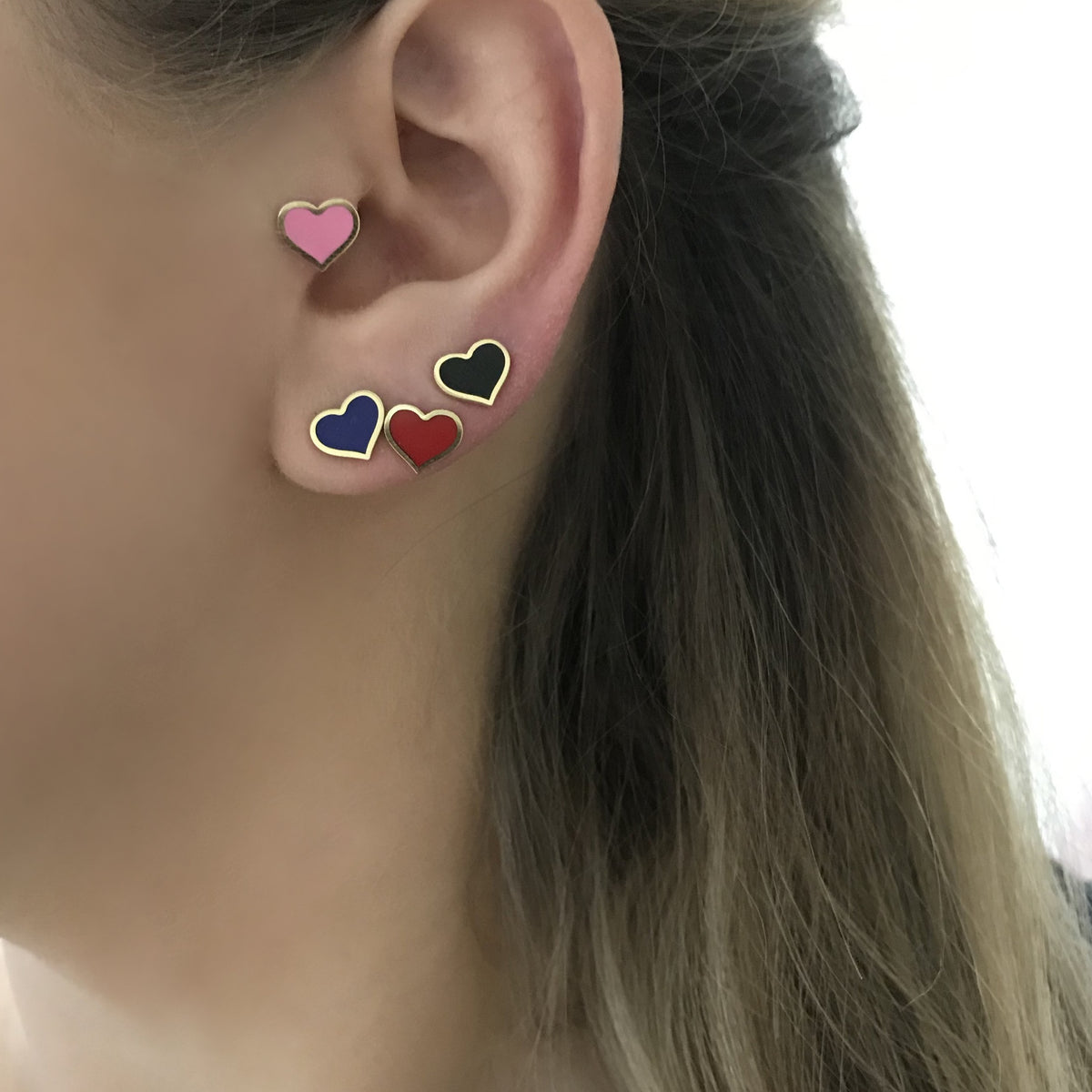 14K GOLD WHITE SMALL MEGAN HEART STUDS – Jen K Online