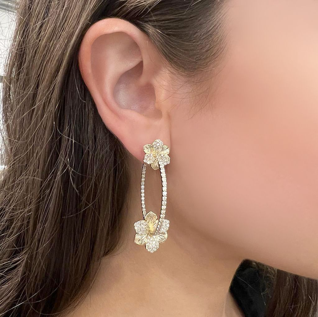 14K GOLD DIAMOND LILAH FLOWER HOOPS – Jen K Online